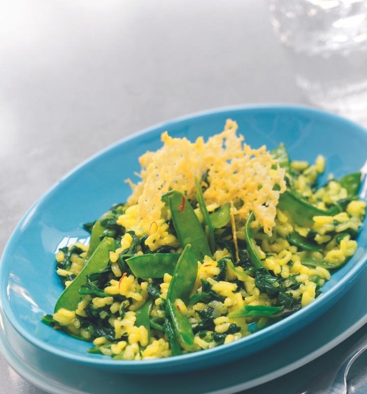 Risotto med spinat, slikærter og parmesanchips | Frigodan